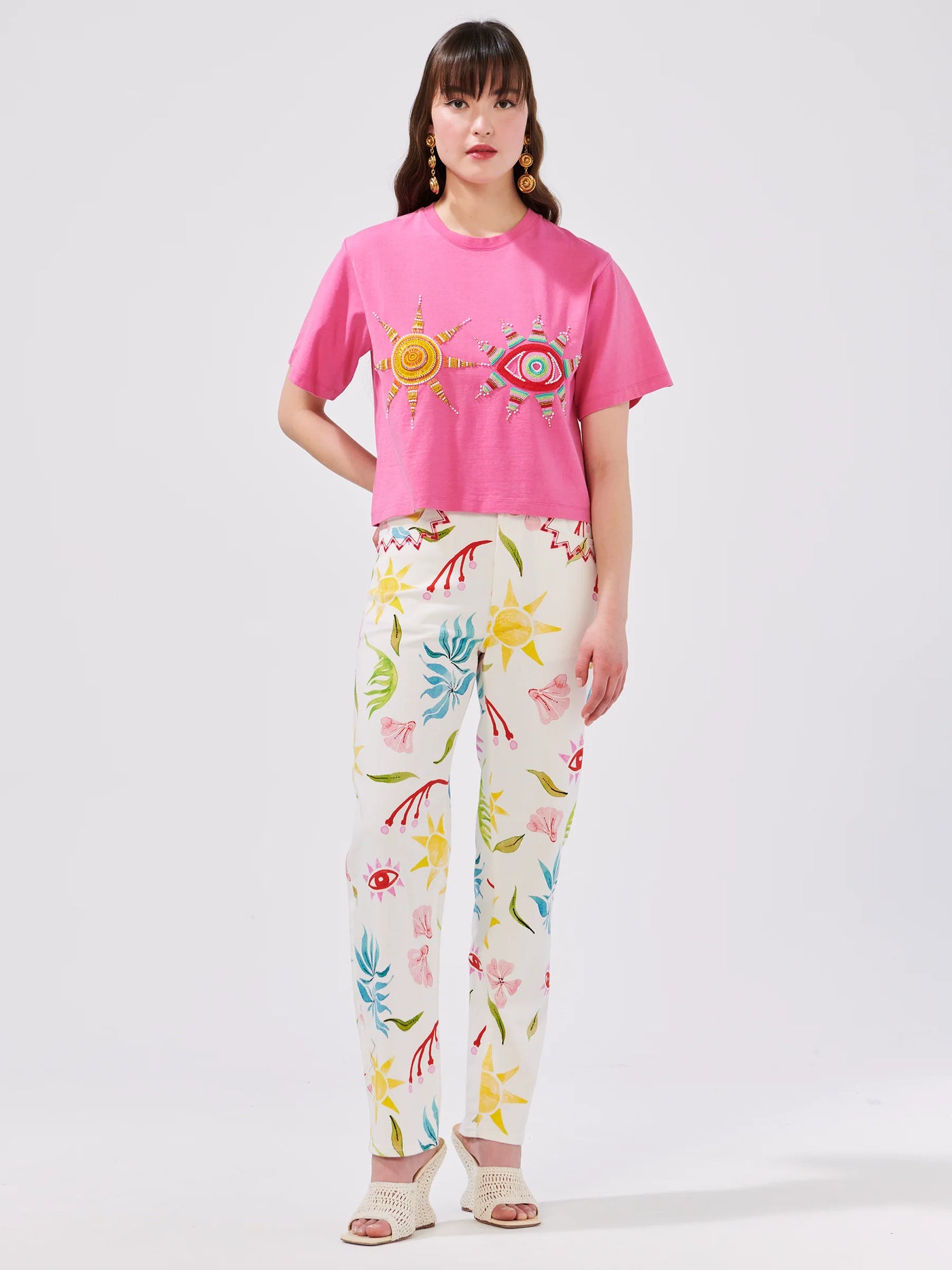 Hayley Menzies Sun wink tapered jeans white – Think Bubbles